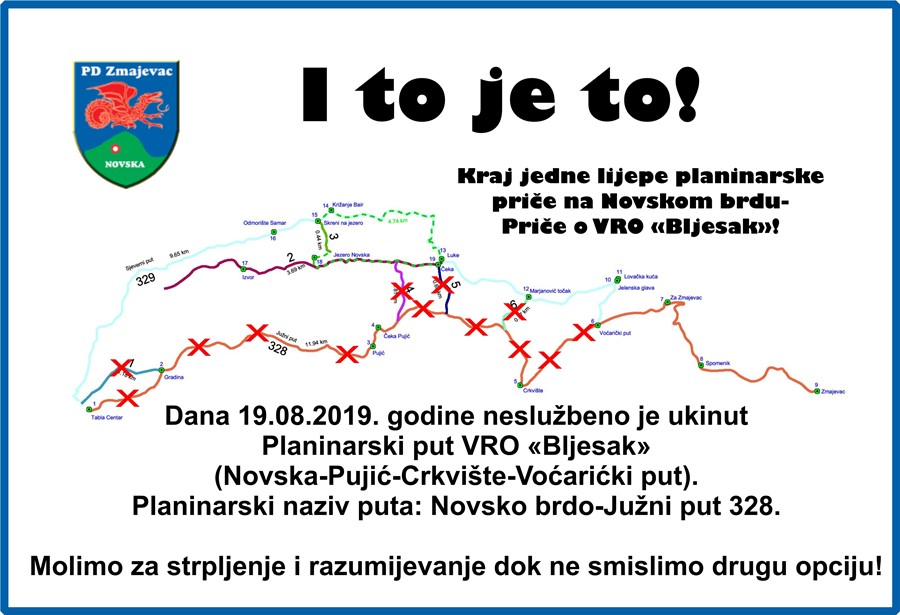 Uklonjene markacije s dijela južnog puta Novska - Novsko brdo ...